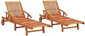 vidaXL Lot de 2 Chaises Longues, Bain de Soleil, Transat de Terrasse, Si&egrave;ge de Jardin Balcon Patio Ext&eacute;rieur, Bois dAcacia Solide