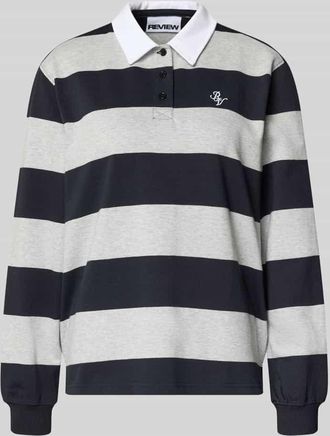 Review Polo-Langarmshirt mit Streifen und kontrastiger Knopfleiste