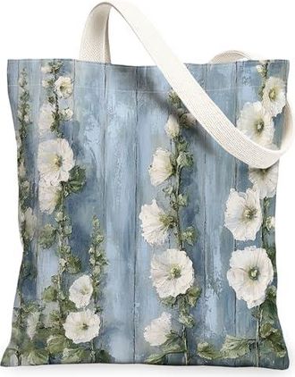 Generic Sac fourre-tout en toile de rose tr&eacute;mi&egrave;re de printemps pour faire du shopping, 33 x 38,1 cm, sac d&eacute;picerie r&eacute;utilisable pour femme, peinture esth&eacute;tiqu