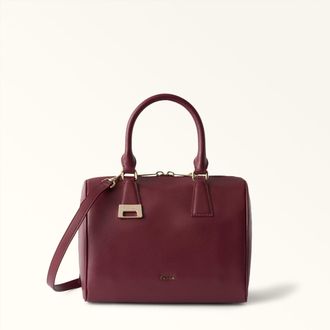 Furla Olivia Boston-tasche M Red Apple Rot Weiches Strukturiertes Ares Leder Damen