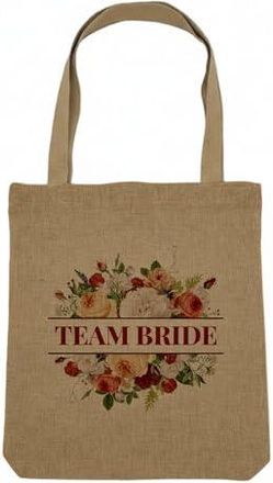 Fabulous Sac Shopping Tote Bag Aspect Lin - Team Bride Wedding Bride Flower Bouquet - Sac de Courses Toile Epaisse 360g Beige Naturel Cabas Port&eacute; Epaule Solide