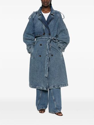 Anine Bing Regenerative Cotton Denim Trench Coat - Blue