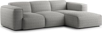 Studio Copenhagen home24 Ecksofa 3-Sitzer mit Longchair Grau/Grau Teddy-Boucl&eacute; Stoff Bony 251cm Longchair davorstehend rechts Modern