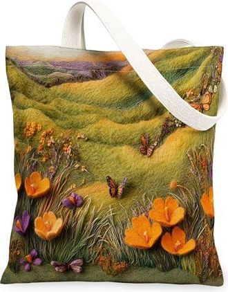 Generic Sac fourre-tout en toile de crocus safran printanier pour le shopping 33 x 38,1 cm, sac d&eacute;picerie r&eacute;utilisable pour femme, motif floral de voyage, d&eacute;c