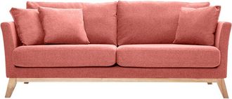 Miliboo Miliboo - Skandinavisches Sofa aus terracottafarbenem Stoff mit Samteffekt, abnehmbarem Bezug und hellem Holz 3-Sitzer oslo