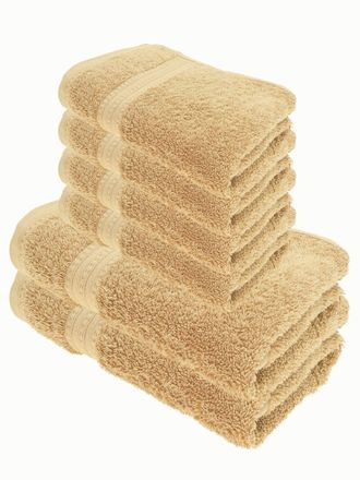 Julie Julsen Bio Duschtuch-Set 6 TLG. 2 Dusch- 4 Handtücher Pastell Braun 100% Baumwolle Frotte 550g/m²