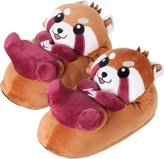 Corimori S&uuml;&szlig;e Pl&uuml;sch Hausschuhe (10+ Designs) Roter Panda Ponva Slipper Einheitsgr. 25-33,5 Unisex Pantoffeln RotBraun