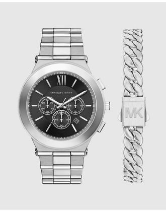 Michael Kors Billie - Set aus silberfarbenem Edelstahl mit Chronograph und Armband, MK9272