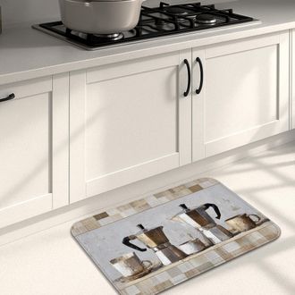 Generic Vintage-Küchenmatten für Boden, rustikale Metalltöpfe, Kunst, weiche Matten, gepolstert, bequem, waschbar, rutschfeste Teppiche für Küchenspüle, Wasch