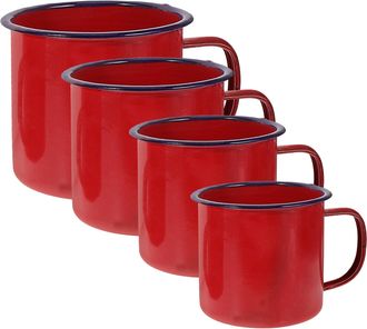 Amosfun 4 St&uuml;ck enamel mug easy putz water glasses water cup Trinkgeschirr aus Emaille -Fensteraufkleber Kaffeebecher Reisekaffeetasse kleine Tassen aus Email