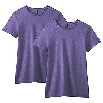 Gildan T-Shirt en Coton Doux pour Femme, Style G64000l, Multipack, Violet chin&eacute; (Lot de 2), Taille M