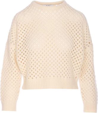 Max Mara Rundhalspullover - Wei&szlig;