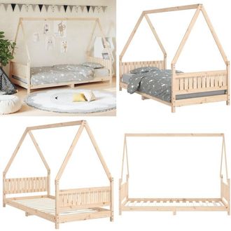 vidaXL Kinderbett 90x190 cm Massivholz Kiefer - Holz Kinderbett - Kiefernholz Bett - Kinderzimmer M&ouml;bel - Jugendzimmer Einrichtung - Hausf&ouml;rmiges Kinderbett