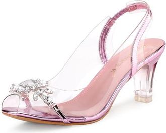 Allegra K Sandales &agrave; Talons Ouverts &agrave; Bout Ouvert et Strass &agrave; Fleurs Rose 39