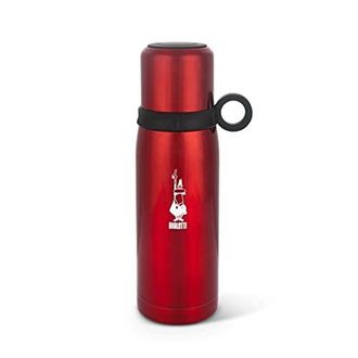 Bialetti To Go Bouteille Thermique avec Couvercle-Tasse, à Double Paroi, Garde au Chaud pendant 12 heures et au Froid pendant 24 heures, Capacité 460 ml, Acier