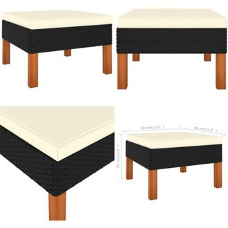 vidaXL Vidaxl - Repose-pied R&eacute;sine tress&eacute;e et bois deucalyptus massif - Repose Pied Jardin - Fauteuil De Jardin - Mobilier De Jardin - Chaise Lounge