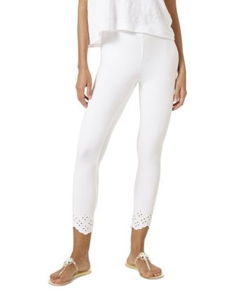 Hue Skimmer-Leggings aus Baumwolle mit gesticktem Saum, Wei&szlig;, XS