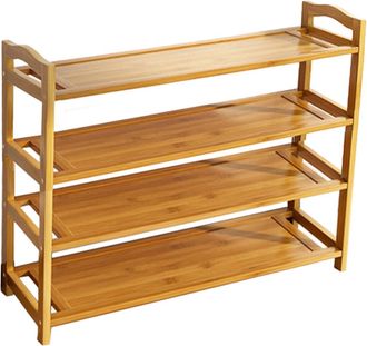 DOITOOL 4 stufiges Holz Schuhregal Organizer mit stabilem Rahmen Platzsparend für Flur Eingang Balkon Multifunktionales Aufbewahrungsregal für Schuhe und Haus