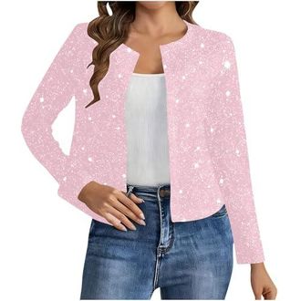Generic Vestes &Agrave; Paillettes Scintillantes pour Femmes Blazer &Agrave; Sequins &Agrave; Manches Longues Ouvert sur Le Devant Cardigan Manteau Bol&eacute;ro &Agrave; Sequins Brillants Tend