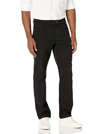 Amazon Essentials Pantalon Chino Stretch Confortable à 5 Poches Coupe Droite Homme, Noir, 42W / 34L