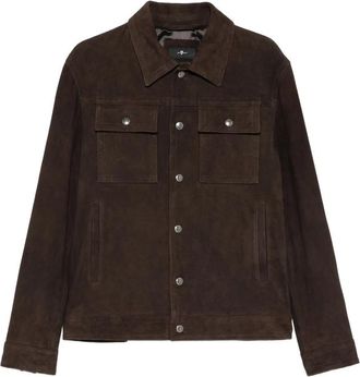 7 For All Mankind Suede-finish Press-stud Jacket