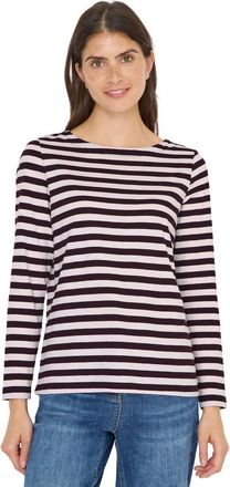 Cecil Gestreiftes Basic Shirt Eggplant red XXL
