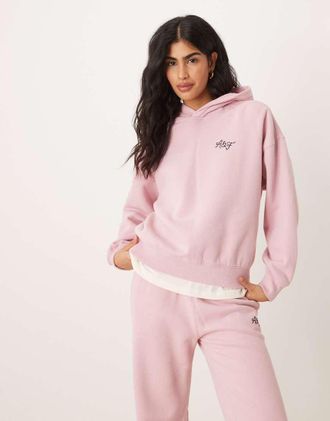 Abercrombie & Fitch Sweat à capuche densemble avec logo sur le devant - Rose
