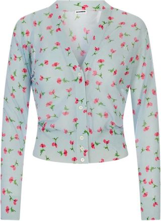 Jil Sander Femme, Pulls, Bleu, Taille: 42 FR Printed Cardigan