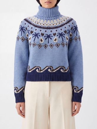 Alanui Pull &agrave; col roul&eacute; en pure laine vierge avec motif jacquard abstrait