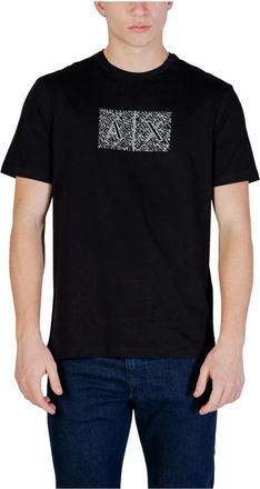 A|X Armani Exchange Homme, Tops, Noir, Taille: 2XL T-shirt en coton &agrave; manches courtes et col rond