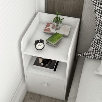 Generic Moderner Weißer Nachttisch Aus Holz Mit Schublade for Schlafzimmer, Wohnzimmer, Hotel, 14 X 8 X 19,6 - Kompakter Beistelltisch(White - 1 Drawer,14 L x