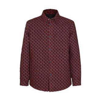 Gucci Woll-Freizeitjacke mit Logo-Muster - - Jackets - Herren - Rot - L