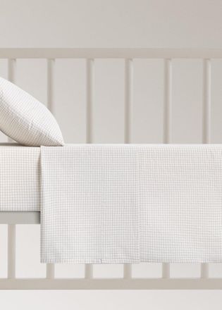 Mango Drap plat berceau fil teint en coton imprim&eacute; mini carreaux &eacute;cru - Home - 100x150cm - MANGO HOME