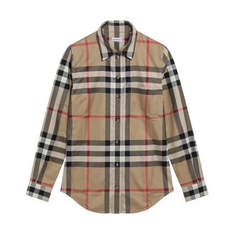 Burberry Slim Fit Karomuster Baumwollhemd - - Blouses & Shirts - Damen - Beige - 2XS