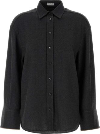 Brunello Cucinelli Hemd aus Schurwolle - - Blouses & Shirts - Damen - Grau - M