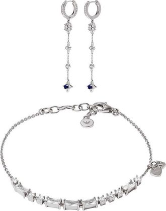 Emporio Armani Frauen Sterling Silber Ohrringe und Armband, Set