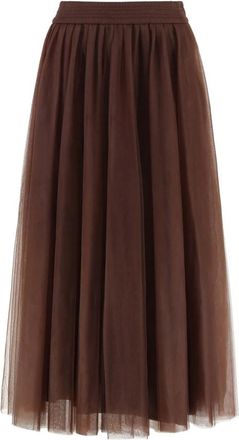 Fabiana Filippi Femme, Jupes, Brun, Taille: 38 FR Midi Tulle Skirt