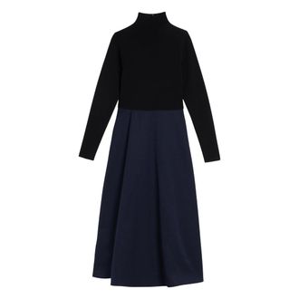 Ted Baker Chira Schwarzes Strickkleid Mit Marineblauem Wickelrock
