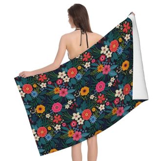 Generic Bunte Blumen Badetuch Flauschige Badet&uuml;cher Saugf&auml;hig Handtuch F&uuml;r Reise Urlaub Fitness Spa 80X130Cm