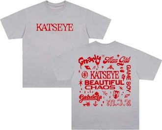 Generic Katseye Beautiful Chaos Merch T-shirt col rond à manches courtes en coton pour homme et femme, gris, XXS