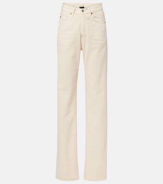 Saint Laurent Wide-Leg Jeans mit Leder