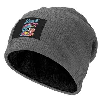 Ahdyr Bonnet en Maille gaufr&eacute;e Respect Drip Football Game Day, Polaire, Chaud et Chaud pour lhiver, pour Hommes et Femmes, Noir