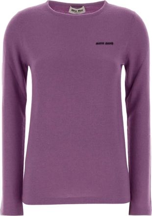 Miu Miu pull à détail de logo - Violet