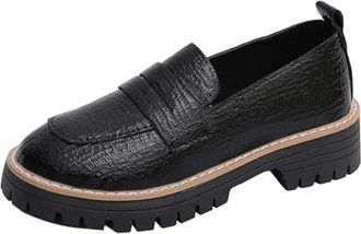 Generic Mocassins d&eacute;contract&eacute;s &agrave; talons &eacute;pais pour femme - &Eacute;l&eacute;gants - Couleur unie - Antid&eacute;rapants - Confortables - Classiques - Chaussures de marche, travail