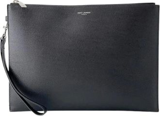 Saint Laurent unisex, Pre-owned, Noir, Taille: ONE Size Pochette en cuir Pre-owned