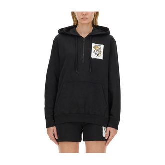 Moschino Femme, Sweatshirts et sweats &agrave; capuche, Noir, Taille: 38 FR Hood avec cordon de serrage devant