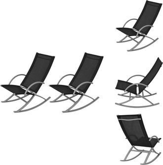 vidaXL Vidaxl - Garten-Schaukelstühle 2 Stk. Stahl und Textiline Schwarz - Gartenschaukel - Gartenstuhl - Lounge Sessel - Outdoor Möbel - Relaxsessel