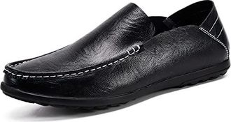 Generic Mocassins for Hommes &agrave; Bout Rond, &agrave; Enfiler, &agrave; Talon Plat, en Cuir, antid&eacute;rapants, Confortables, for la Marche(Noir,42 EU)