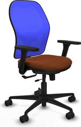 Piqueras y Crespo B&uuml;rostuhl mit 3D-Armen, h&ouml;henverstellbare Lendenwirbelst&uuml;tze, ausgestattet mit Syncro/Traslack und Schaumstoff, Blau/Braun