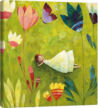 Posterlounge Blumenwiese Leinwandbild von Aurelie Blanz 40 x 40 cm Gr&uuml;n Wandbilder Wanddeko